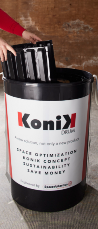 Spazzolplastica e Konik: recycled plastic drum and barrel for welding wire